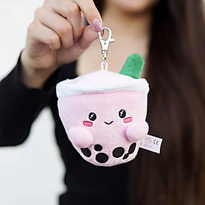 ABC Boba Tea Plush Pink Berry Cute Stuffed Animal Toy for Wallet, Backpack or Purse 5"