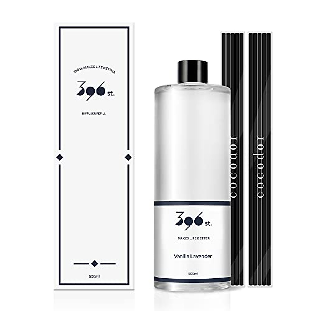 396 st. Reed Diffuser Oil Refill, Vanilla Lavender(Also Known as Garden Lavender), 16.9oz(500ml), 10 Fiber Reed Sticks/Home Fragrance, Scented Oil Refills, Oils for Reed Diffuser, Home Décor