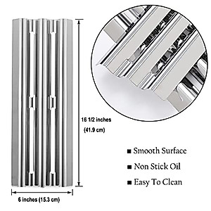 YIHAM KS775 Heat Shield Sear Plate Replacement Parts for Napoleon Legend LEX 485 605 730 Mirage Lifestyle Gas Grills, Stainless Steel Heat Plate Tent Flame Tamer Burner Cover 16 1/2 x 6 inch, Set of 4