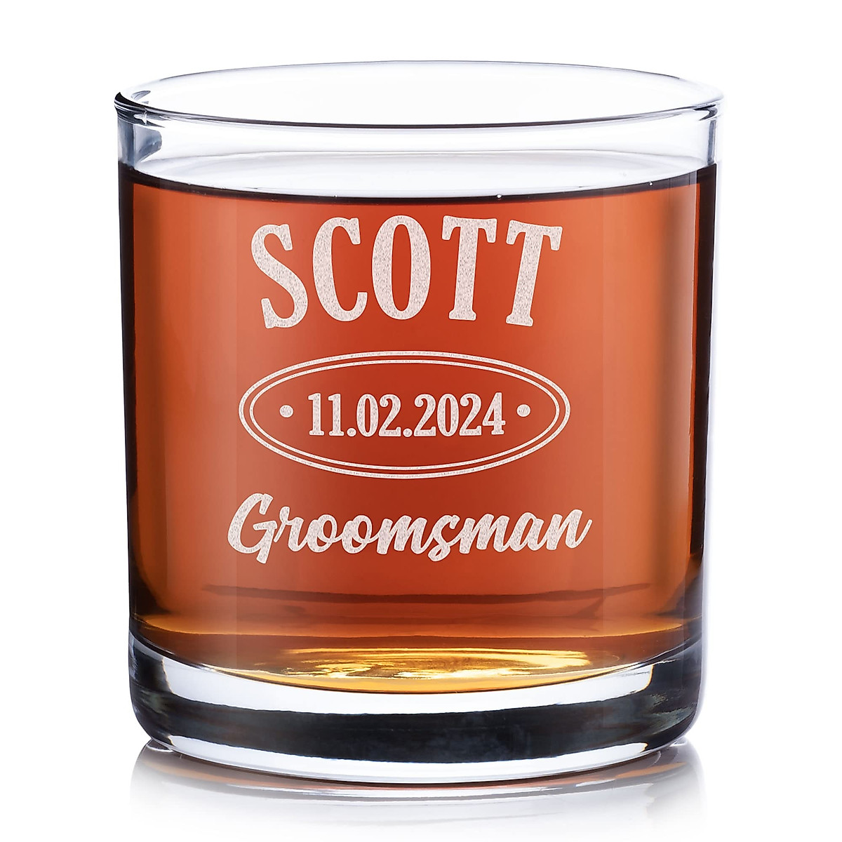 Lifetime Creations Engraved Personalized Groomsman Whiskey Glass - Custom Groomsmen Proposal Gift for Wedding, Old Fashioned Cocktail Glass, Dishwasher Safe (Option A)
