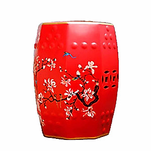 XARONF Ceramic Drum Stools, Porcelain Stools for Home Living Room, Porch Stools for Changing Shoes and Dressing Stools, Creative Garden Decorations. (Color : White)