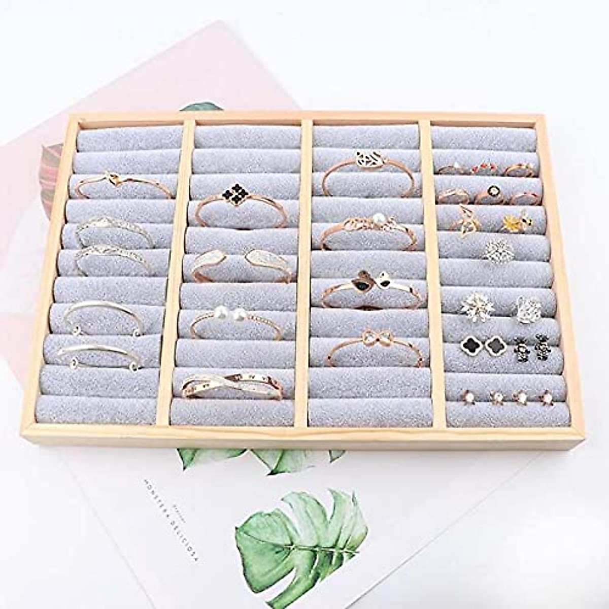 ZZYINH AN207 Flannel Drawer Velvet Jewelry Storage Tray Gift Box Jewelry Organizer Bracelet Ring Holder Jewelry Display Case Small Jewelry