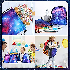 Woanger 16 Pcs Galaxy Birthday Party Favor Bags Galaxy Gift Bags Candy Goodie Drawstring Bag for Kids Party Decorations(Stylish)