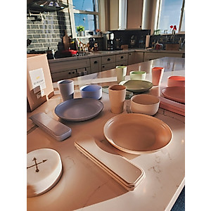 28-Piece Wheat Straw Dinnerware Set - Lightweight, Microwave & Dishwasher Safe - Perfect for Camping, Picnics & Everyday Use