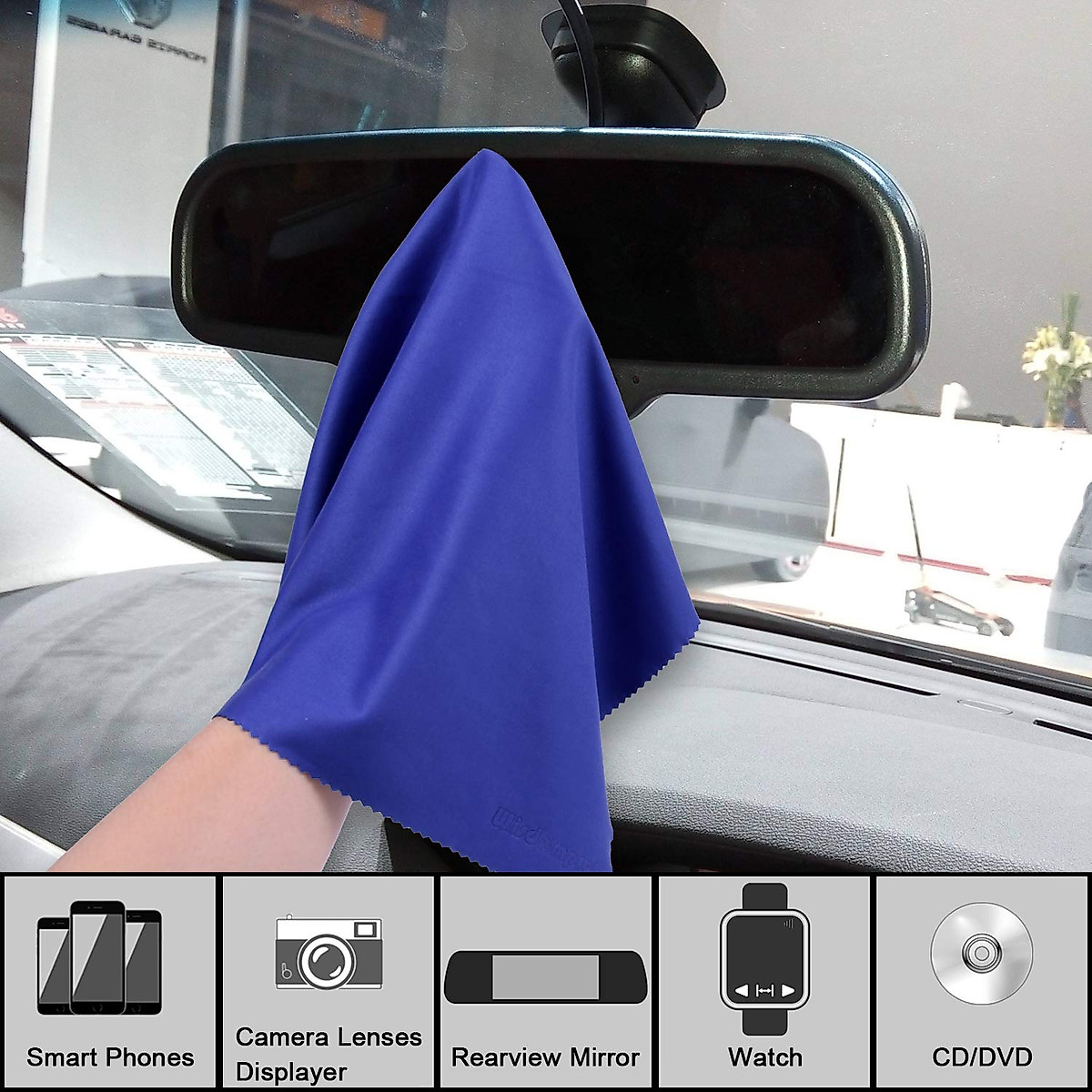 Wisdompro Extra Large 4-Pack Microfiber Cleaning Cloth For Laptop, LCD TV, Computer Screen, Monitor, Tablet, Camera Lens, Glass, Lenses, Phone, iPhone, iPad, other Delicate Surface - Blue (16x16 Inch)