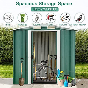Outdoor Garden Metal Shed 6' X 4' Storage Shed Utility Tool Backyard Lawn Green w/Door