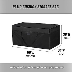 Outdoor Patio Cushion Storage Bags 68Inch 600D Waterproof Extra Large Patio Furniture Cover Cushion Storage Bag with Handle and Zipper for Garden Pillow Seat Pads Protective Cover