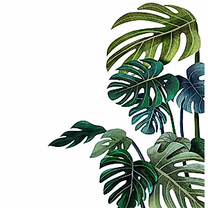 SENGTER Tropical Leaves Wall Decals Removable Jungle Green Palms Tree Plant Wall Stickers for Living Room Kids Room Bedroom Playroom Decor