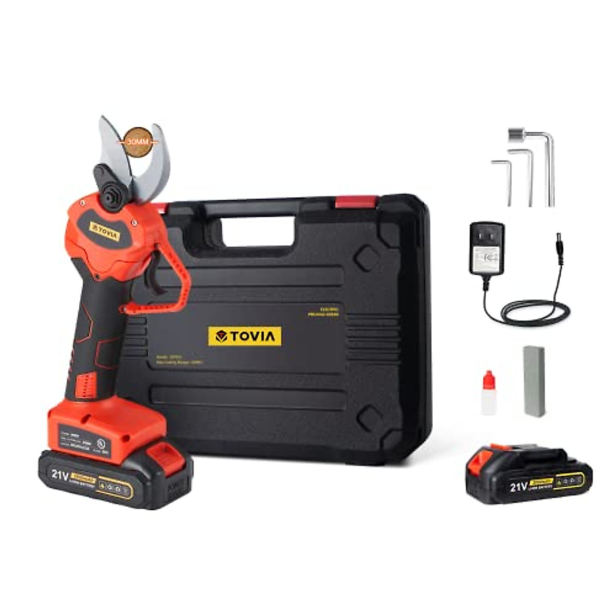 Cordless Pruning Shears, Electric Pruner with 2 Pack 21V Lithium Battery, SK5 Blades, 1.2 Inch Cutting Diameter (21V pruner)