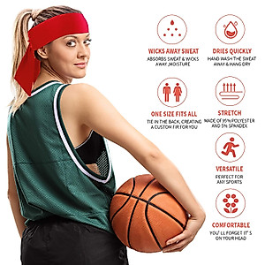 WILLBOND 12 Pieces Tennis Tie Headband, Dry Head Tie Sport Tie Back Headband for Basketball, Running, Karate, Athletics (Red, Unisex)