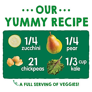 Happy Tot Organics Love My Veggies Stage 4, Zucchini, Pear, Chickpeas & Kale, 4.2 Ounce Pouch (Pack of 16) packaging may vary