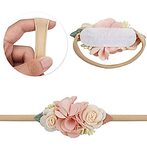 6PCS Baby Girl Headbands Flower Nylon Headbands Elastic Hair Bands Baby Floral Hair Accessories for Newborn Infant Toddlers Baby Birthday Party (Flower Baby Headbands-A)