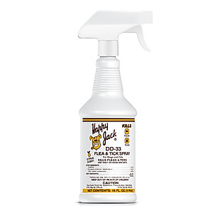 HAPPY JACK DD-33 Flea and Tick Spray for Dog and Cat, Flea Treatment & Control, Water-Based Formula Kills Fleas & Ticks Effectively Yet Gentle on Skin & Hair, 16 oz