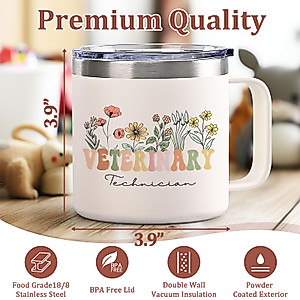 Lifecapido Vet Tech Gifts, Veterinarian Gifts, Veterinary Technician 14oz Coffee Mug with Keychain, Vet Tech Week Gifts Christmas Gifts Birthday Gifts for Veterinarian Veterinary Technologists, Creamy