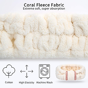 DOOBO 3 Pack Spa Headbands Microfiber SkinCare Face Wash Headband Facial Headband Makeup Towel Headbands for Women for Washing Face(White, Gray, Khaki)