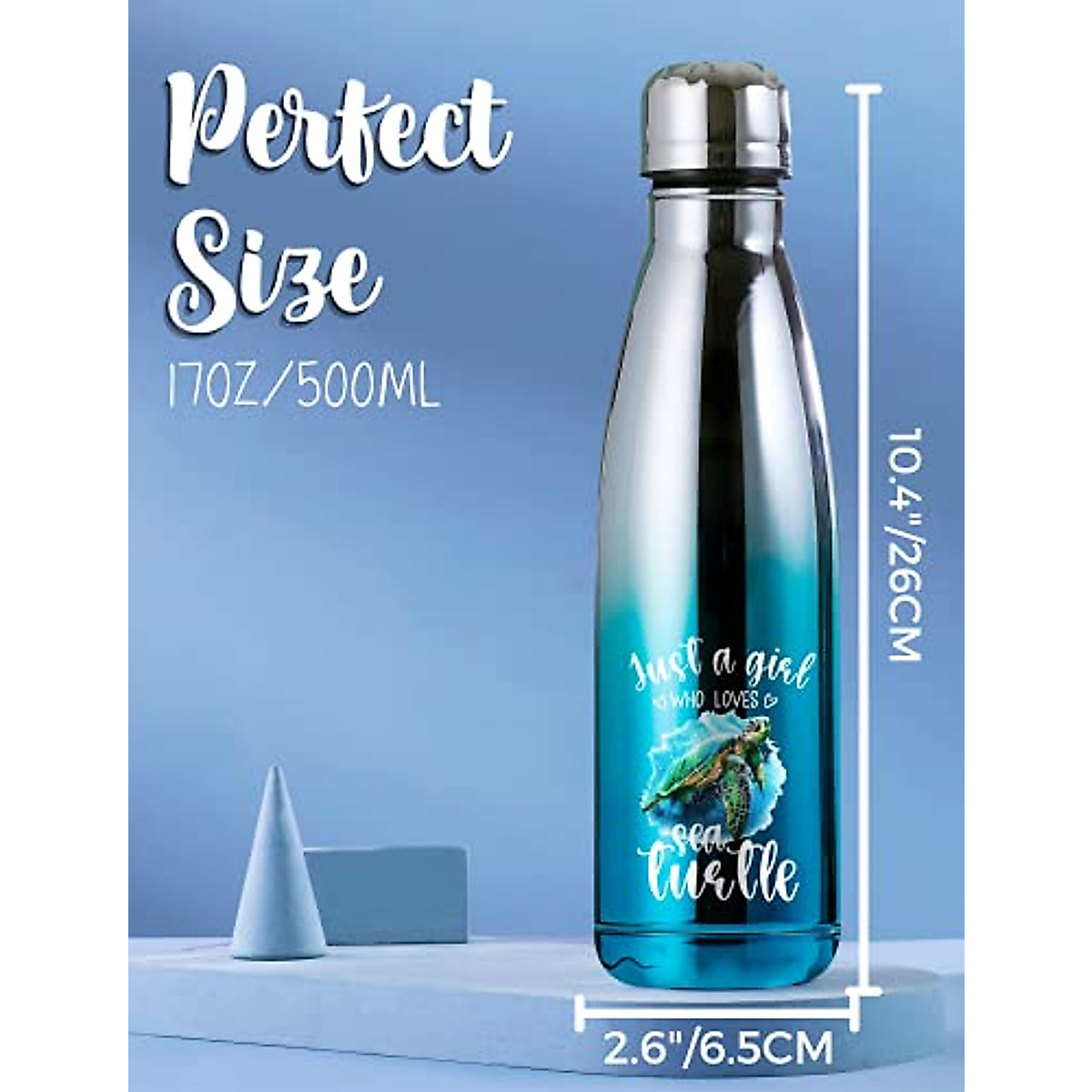 Sea Turtle Stainless Steel Water Bottle, Turtle Themed Gifts, Sea Turtle Party Supplies, Double Wall Vacuum Insulated Thermo Bottle