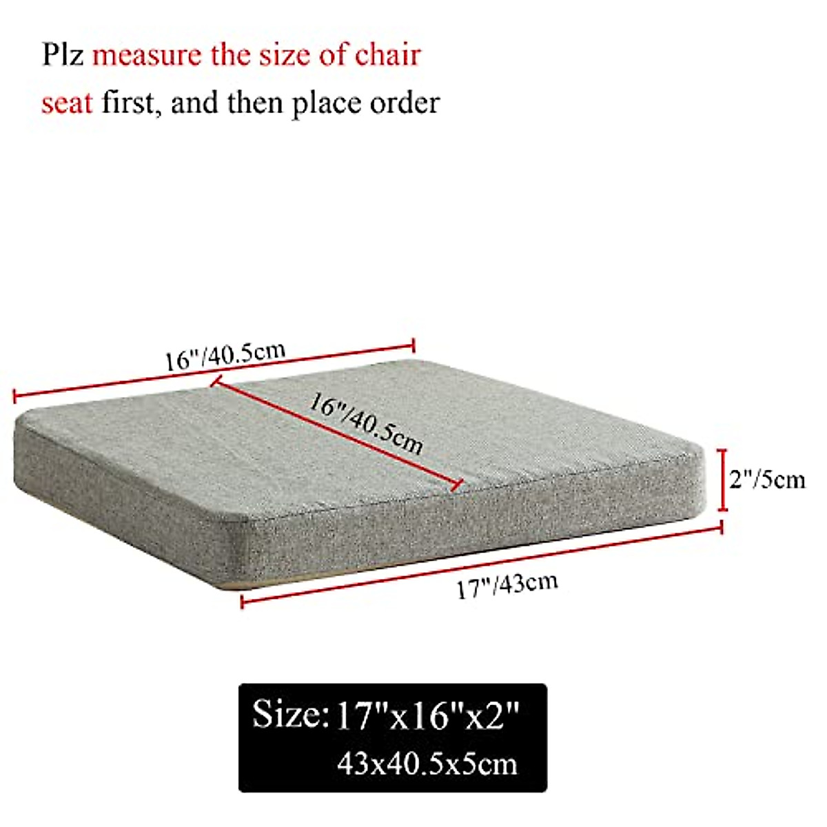 Chair Cushion for Dining Chairs with Ties 4 Pack Non Slip Memory Foam Kitchen Room Chair Pads for Outdoor Patio Furniture 17x16 Inch, Gray