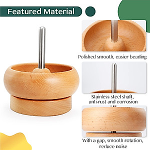 Tilhumt Bead Spinner for Jewelry Making, Effortless Rotating Wooden Clay Bead Spinner with 2 Big Eye Beading Needles and 3000 Seed Beads, Beading Supplies for Making Waist, Bracelets, Necklace