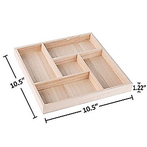 Wooden Tray with 5 Sections – 2 Pack Square Tray Chip and Dip Platter – Divided Serving Tray for Appetizers & Snacks – Veggie Platter - Food Trays for Party Montessori Wooden Trays - 10.5”x10.5”x1.22