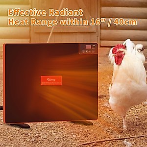 Toozey Chicken Coop Heater, Radiant Heat Chicken Heater with Adjustable Temperature and Cycle Timer, 200 Watts Quick Heater for Chicken Coop with Thermostat, Safer Than Brooder Lamp, 16.9"x13"