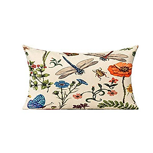 All Smiles Lumbar 12x20 Throw Pillow Covers Set of 2 Outdoor Summer Spring Garden Flowers Farmhouse Décor Outside Furniture Bench Decorative Cushion Cases for Patio Sofa Couch Chair Bed