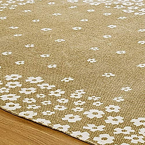 Superior 100% Cotton Printed Wildflower Runner Rug, 2' 6" x 8', Beige