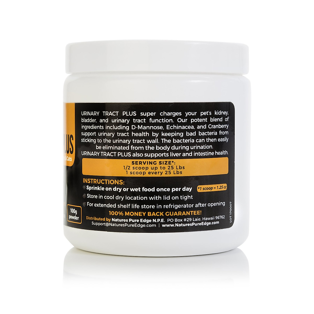 Nature's Pure Edge - Pet Urinary Relief - Veterinarian Grade All Natural D-Mannose and Cranberry Powder Blend for Kidney, Bladder and Urinary Tract Health.