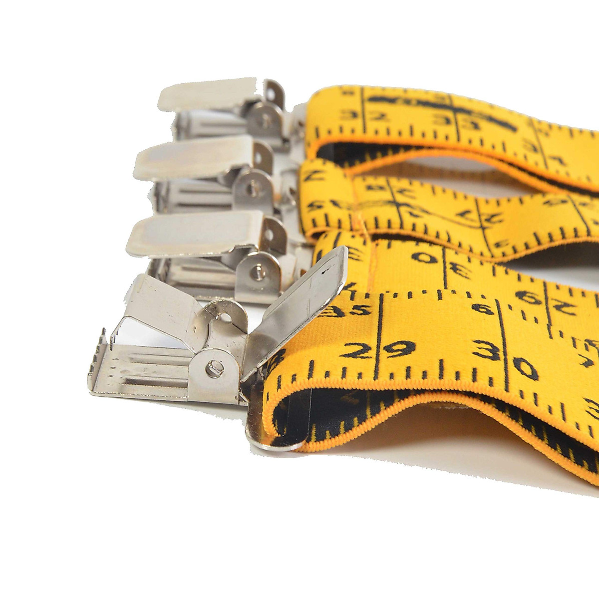 AISENIN Tape Measure Suspenders for Men 2” Wide X-Back Work Suspenders Elastic Adjustable(Yellow)