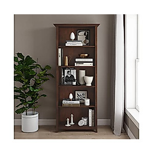 SIMPLIHOME Amherst SOLID WOOD 70 inch x 30 inch Transitional 5 Shelf Bookcase in Russet Brown with 5 Shelves, for the Living Room, Study and Office