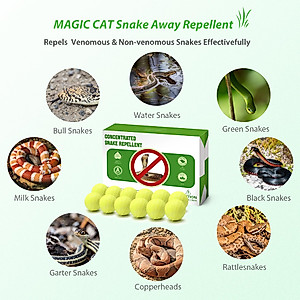 MAGIC CAT Snake Repellent for Yard Powerful, 12 Pack Snake Away Repellent Pet Safe for Yard Lawn Garden Camping Fishing, Natural Plant Formula Repellent Balls for Outdoor & Indoor Snake Control