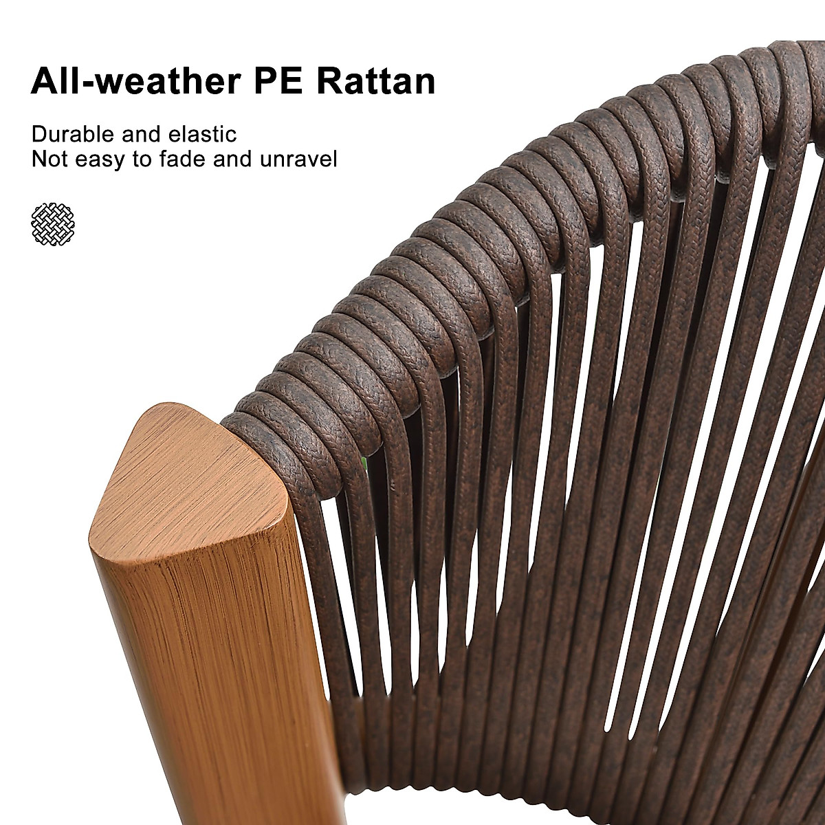 PURPLE LEAF Bar Stool Set of 2 Outdoor Bar Chairs with Footrest Aluminum Bar Height Stools Wicker Brown Barstools