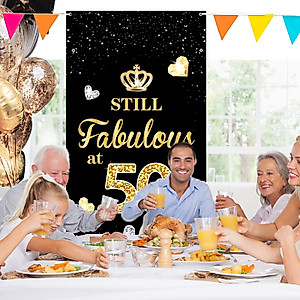 Still Fabulous at 50 Door Banner, Women Happy 50th Birthday Sign Party Door Banner Decorations, Cheers to 50 Years Door Cover Party Decorations