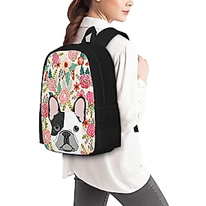 French Bulldog Dogs Floral Boho Flowers Cute Animals Is Life Dog 3D Printing Backpack Durable Light Cozy Laptop Bag Backpacks For adult Teens School Bookbag Travel Hiking Casual Daypack Birthday Gift
