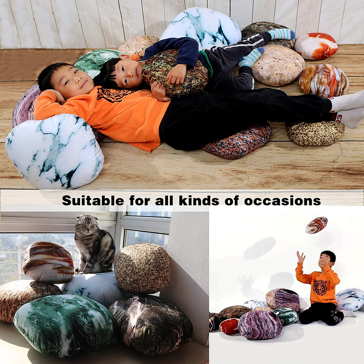 Qupace 10 Pieces Set 15x15in Large Rock Pillows Cover for Kids Gaming Room Decoration Pillows Case for Bedroom Nursery Cushion Cover Christmas Tree Decoration Pillows Covers