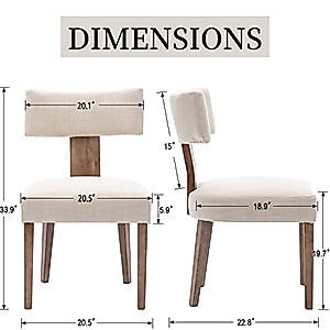 RIVOVA Farmhouse Dining Chairs Set of 2, Linen Upholstered Dining Room Chairs, Accent Parsons Chairs with Solid Wood Legs, Beige