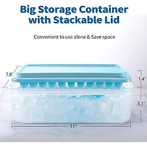 ARTLEO Ice Cube Tray with Lid and Storage Bin for Freezer, Easy-Release 55 Mini Nugget Ice Tray with Spill-Resistant Cover, Container, Scoop, Flexible Durable Plastic Ice Mold & Bucket, BPA Free