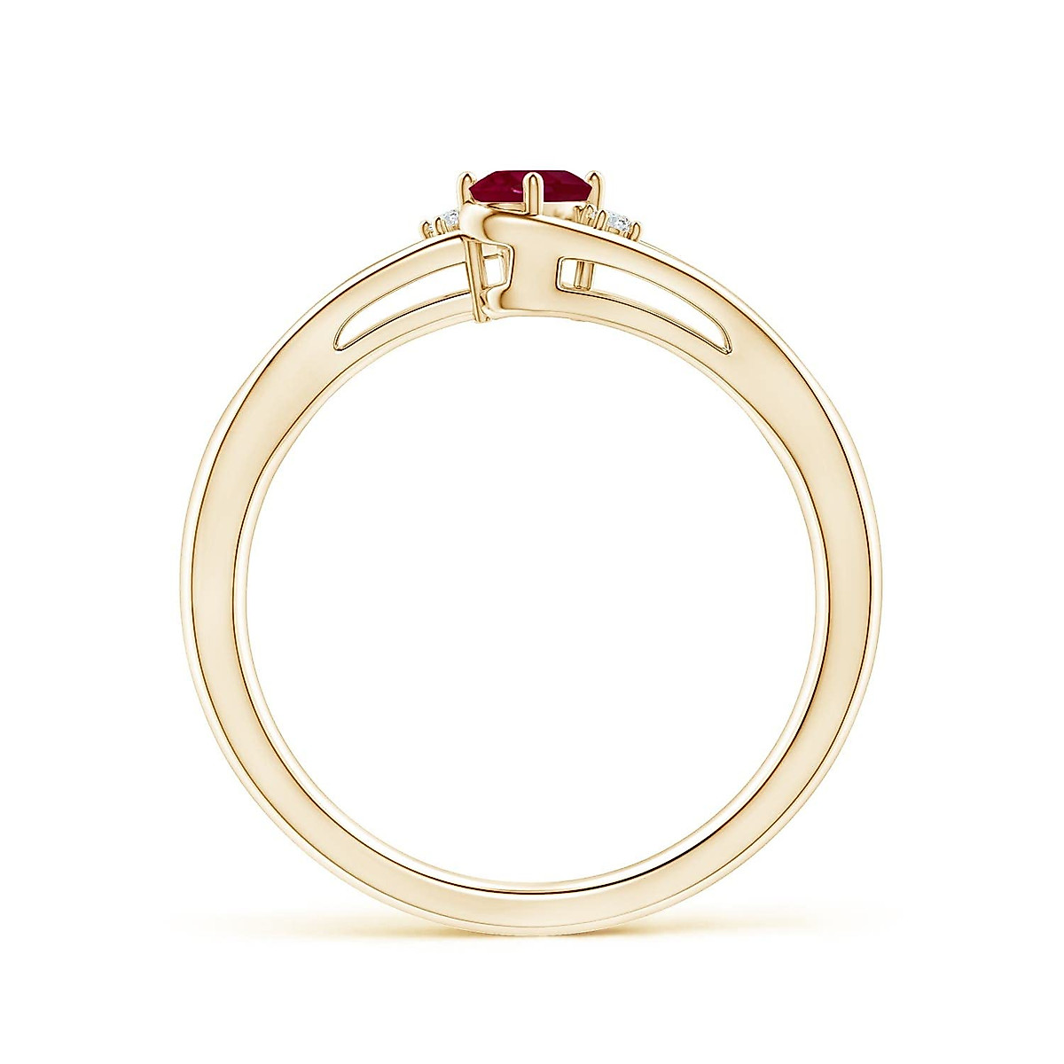 Angara Natural Ruby Engagement Ring For Women with Diamond in 14K Yellow Gold (Stone Size-5x3mm, Stone wt-0.25, Ring Size-9) - July Birthstone Jewelry Gift