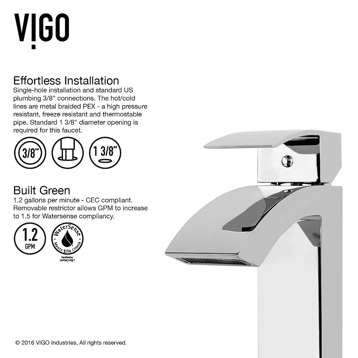 VIGO Satro 7 inch H Single Hole Single Handle Single Hole Bathroom Faucet in Chrome - Bathroom Sink Faucet VG01015CH