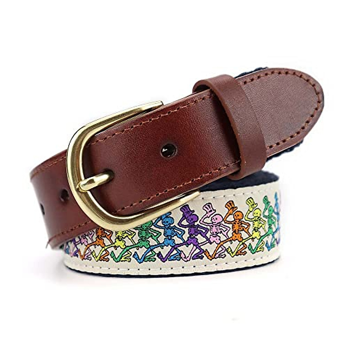 SEC.119 Grateful Dead Oatmeal Skeletons Casual Belt | Officially Licensed Apparel | Size 42