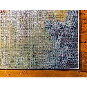 Unique Loom Lyon Collection Colorful Modern Abstract Watercolor Tree Area Rug, 3 ft 3 in x 5 ft 3 in, Ivory/Pink