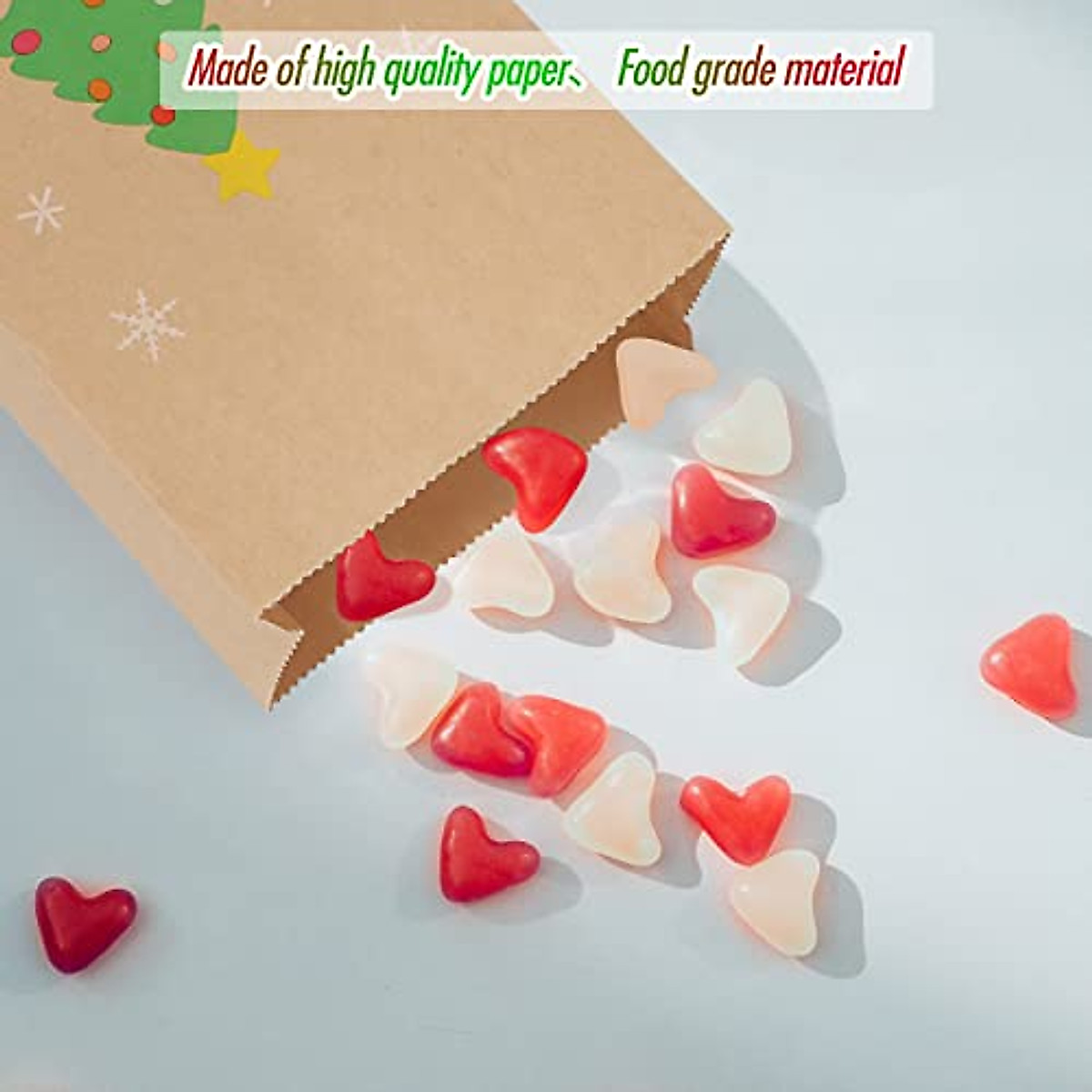 Skycase 12 Pcs Christmas Paper Bags, Party Gift Candy Treat Bag 6 Patterns with 12 Pcs Christmas Label Stickers for Outdoor Indoor Home, School, Office Xmas Party