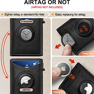 BULLIANT Money Clip Wallet,Mens Gift Slim Wallet Credit Card Holder Airtag&Standard Use 9Cards-Metal Case in Magnetic Flip Shell