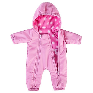 Rakki Dolli Doll Clothes Winter Romper Hooded Romper Pink Purple Outfit Snowsuit Thick Polar Fleece Warm Jumpsuit Fits 18" American Girl Doll 009