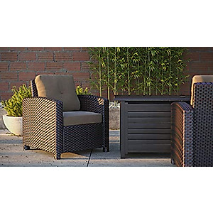 Patio Sense 63361 Miles Club Chair Outdoor Club Chair Patio Armchair with Khaki Cushions All Weather Durability & Fade Resistant Outdoor Lawn Pool Side Garden Porch Deck Backyard - Mocha Wicker