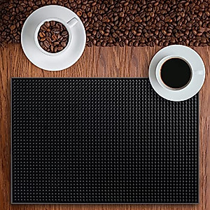 BARsics 18"x12" PVC Bar Service Mat for Cocktail Bartender (Black)