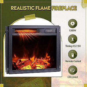 WLIVE Fireplace TV Stand for 65" TV, Entertainment Center with 18 Inch Electric Fireplace, TV Console with Open Shelves for Living Room, Rustic Brown