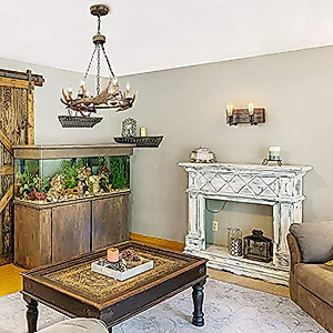 LOG BARN Vanity Lights, Wall Sconce in Rustic Wood and Oil Rubbed Metal Finish, Bathroom Fixture with Adjustable Sockets Over Mirrors