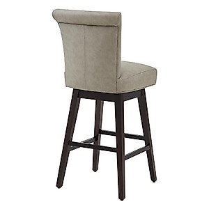CHITA 30 Inch Counter Height Swivel Bar Stools Set of 2, FSC Certified Modern Upholstered Faux Leather Swivel Barstool Chairs with Back, Stone Grey