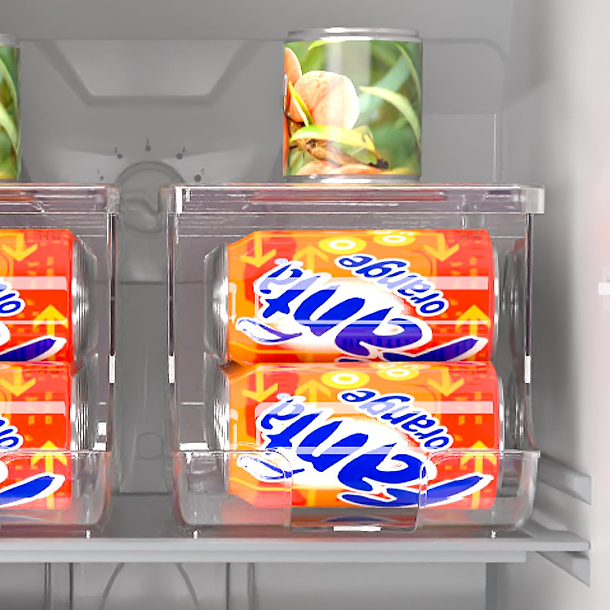 SCAVATA Soda Can Organizer for Refrigerator, Stackable Canned Food Pop Cans Container Can Holder Dispenser with Lid for Fridge Pantry Rack Freezer, Clear Plastic Storage Bins, Holds 12 Cans Each