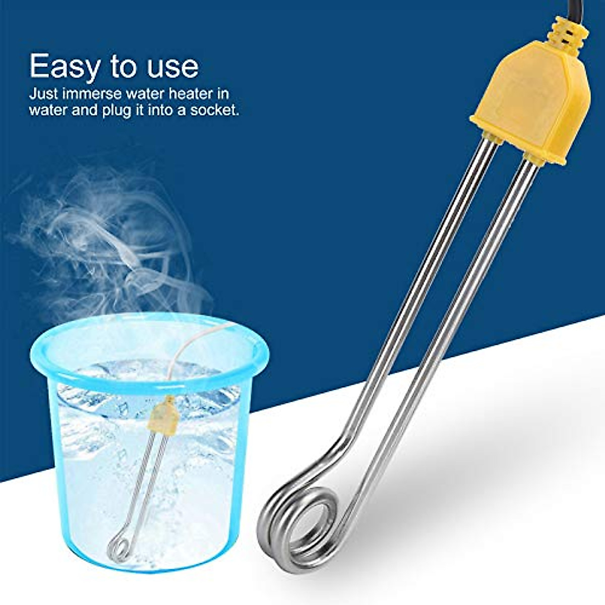 Labuduo Immersion Heater, Immersion Boiler Blow Up Hot Tub Portable 1000W Pool Heater for Bathroom Sinks Outdoor Pond, Buckets, and Inflatable Swimming Pools(12)